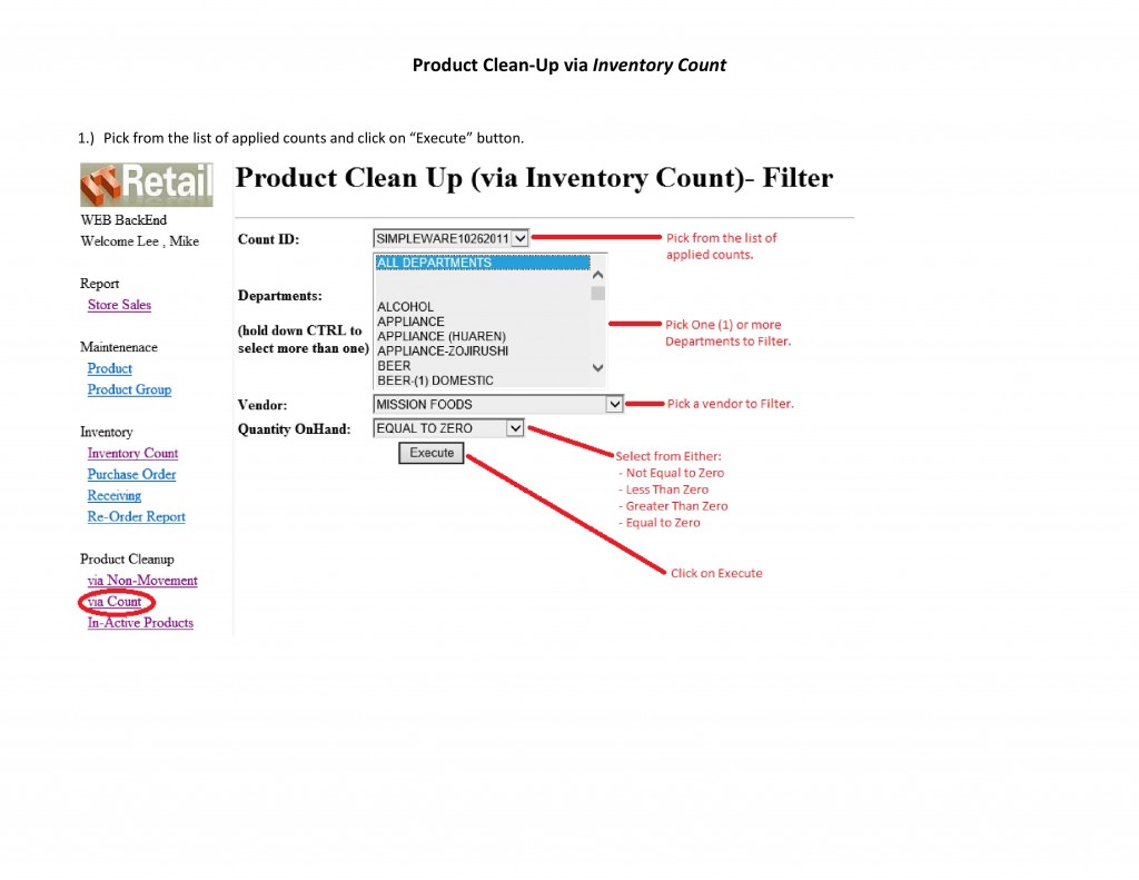 Product CleanUp via Inventory Count – Simpleware Inc